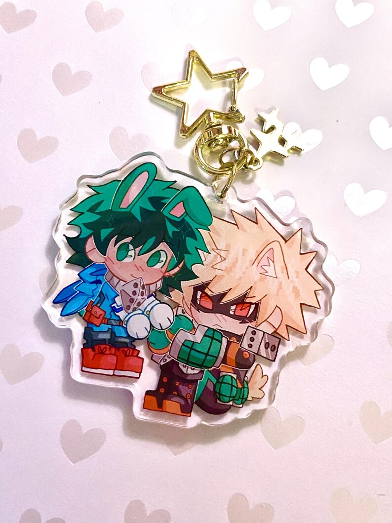 Deku / Izuku Midoriya + Katsuki Bakugo My Hero Academia Epoxy Keychain ...