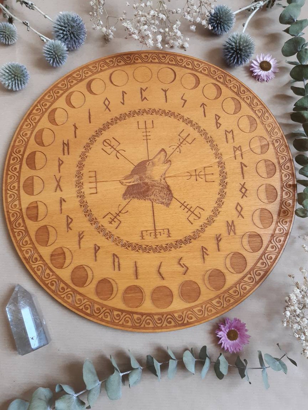 RUNIC LUNAR DIAL in Wood. Lunar Dial for Esoteric Altar. - Etsy