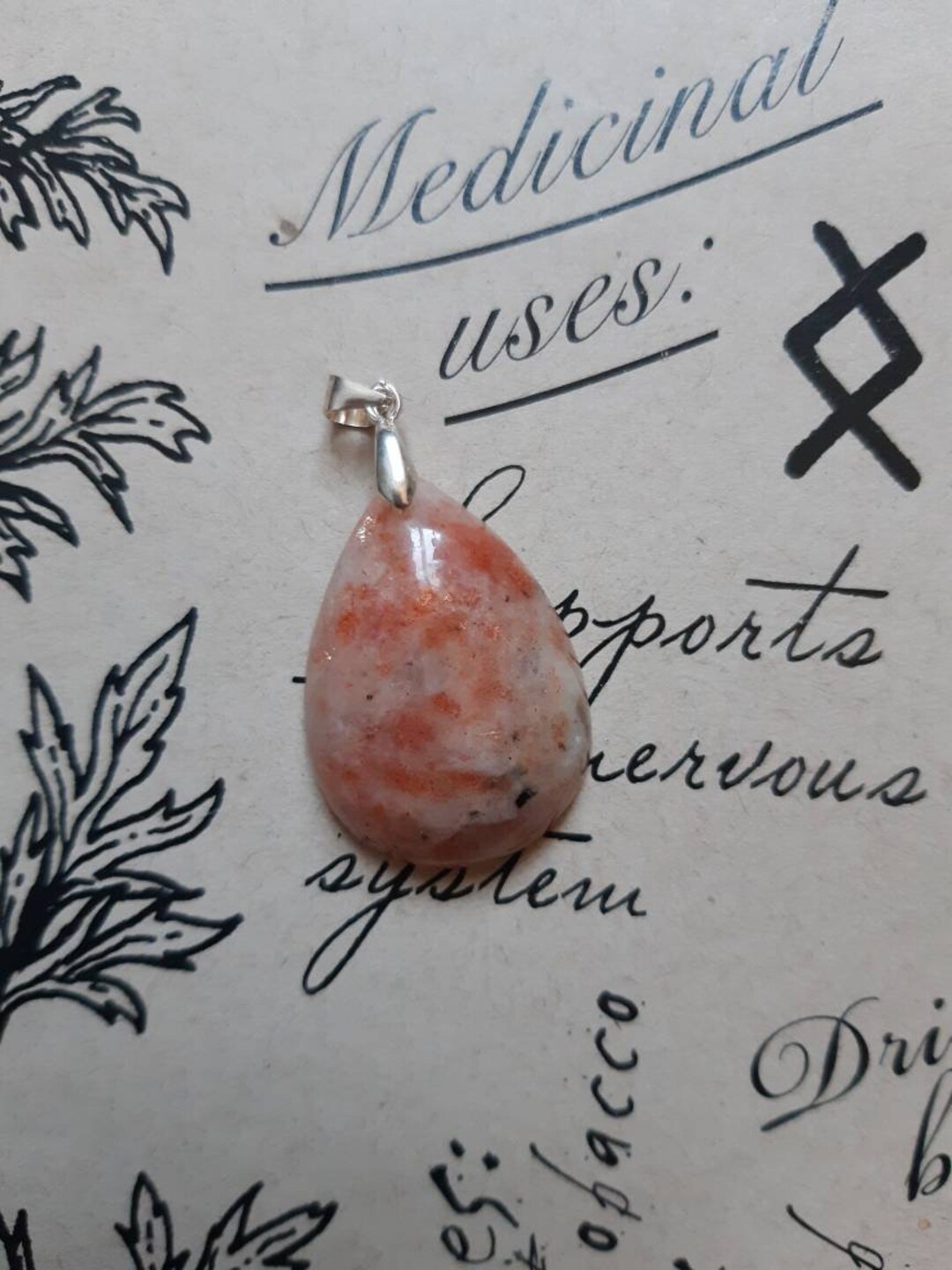 SUNSTONE PENDANT Lithotherapy Stone. Stone for Chakra. Natural Sunstone ...