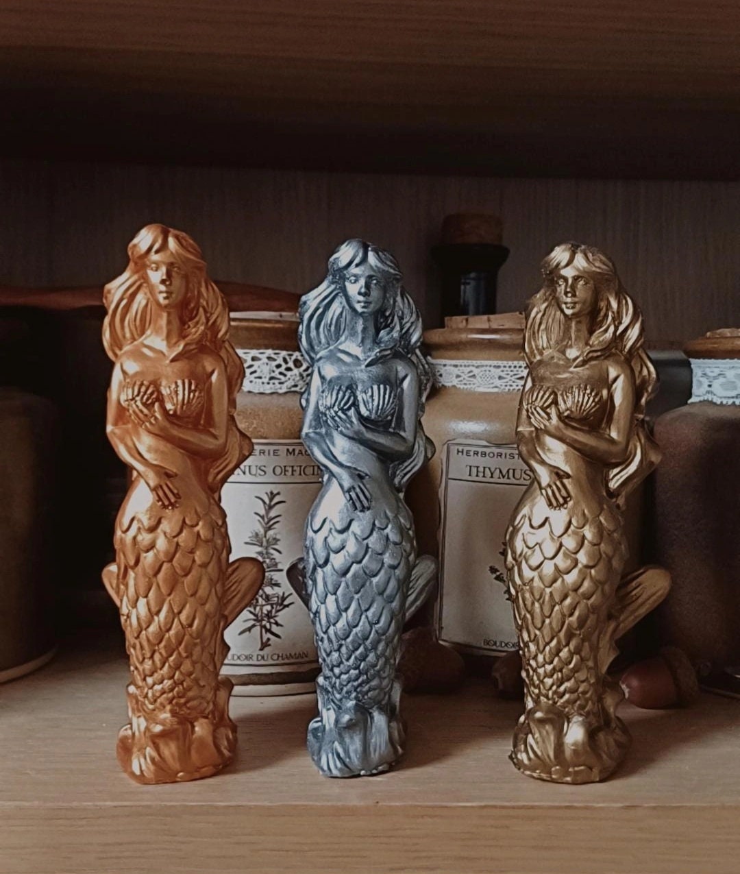 MERMAID STATUTE in Plaster Cast and Hand Painted. - Etsy