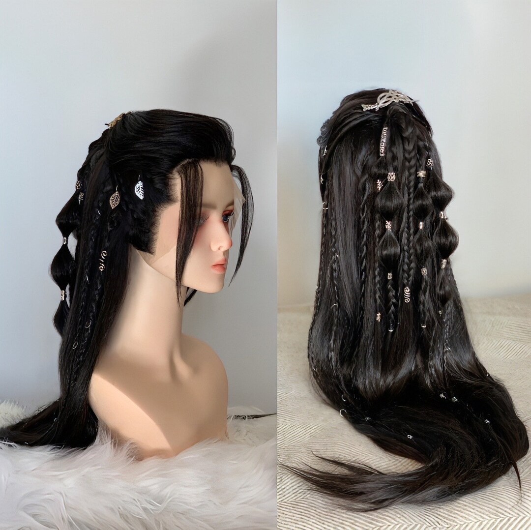Black Elven Lacefront Fantasy Wig - Etsy