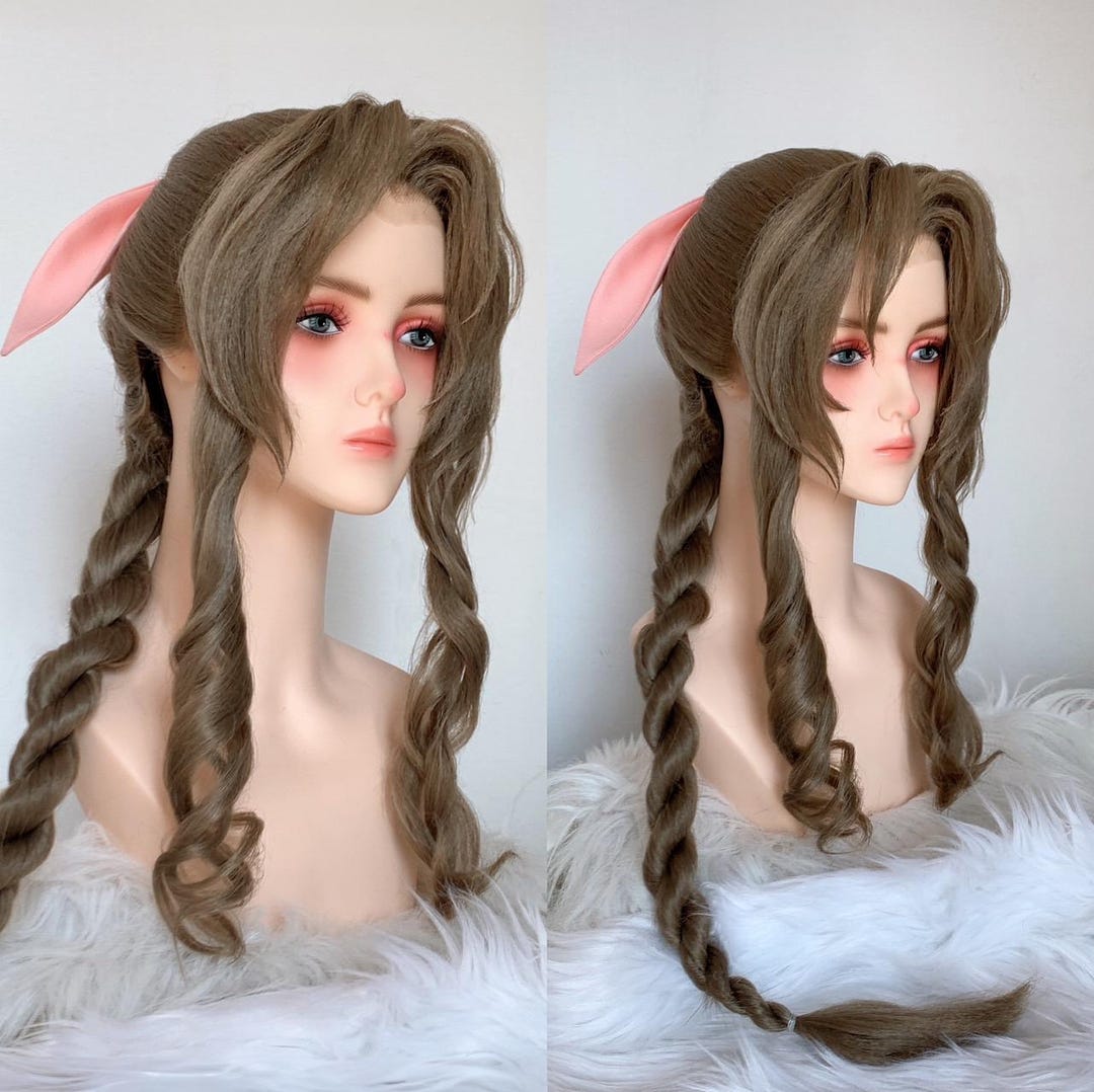 READY TO SHIP Aerith Remake Lacefront Inspired Cosplay Wig - Etsy