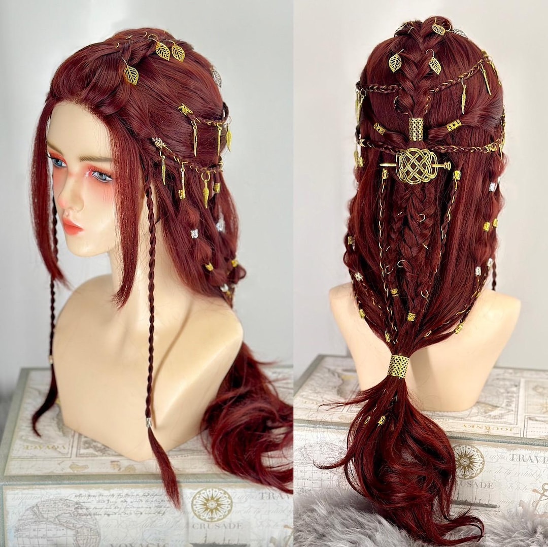 Dark Red Elven Goddess Fairy Lacefront Fantasy Wig - Etsy