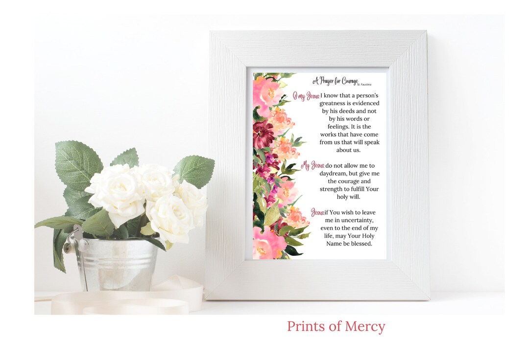 A Prayer of Courage;st. Faustina Prayer Catholic Printable Catholic ...