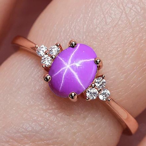 Vintage Pink Star Sapphire Ring Lindy Star Ring 925 Sterling - Etsy
