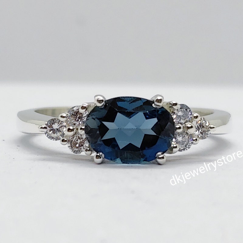 Genuine Blue Topaz Cz Ring - Etsy