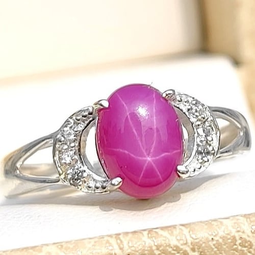 Vintage Pink Star Sapphire Ring Lindy Star Ring 925 Sterling - Etsy