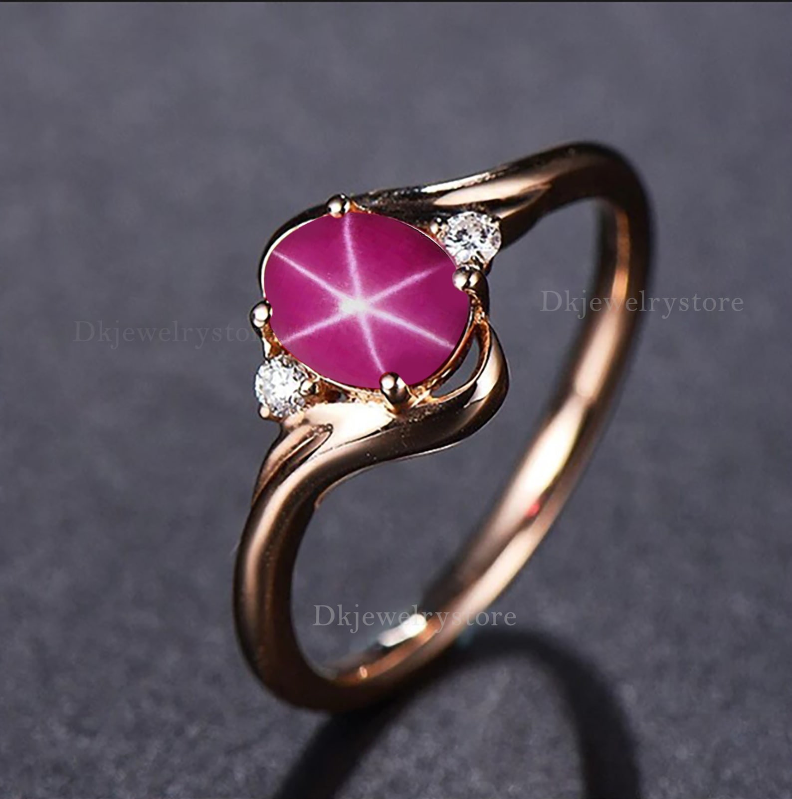 14k Rose Gold Pink Star Sapphire Ring Lindy Star Sapphire - Etsy