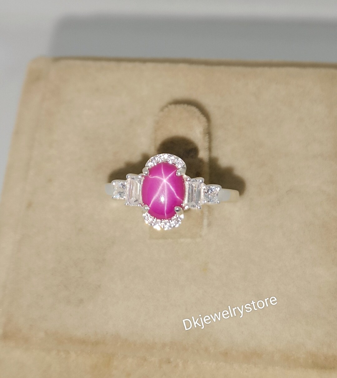 Pink Star Sapphire Ring, Simple Promise Ring, Star Gemstone, Lindy Star ...