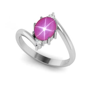 Pink Star Sapphire Ring, Simple Promise Ring, Star Gemstone, Lindy Star, 925 Sterling Silver ...
