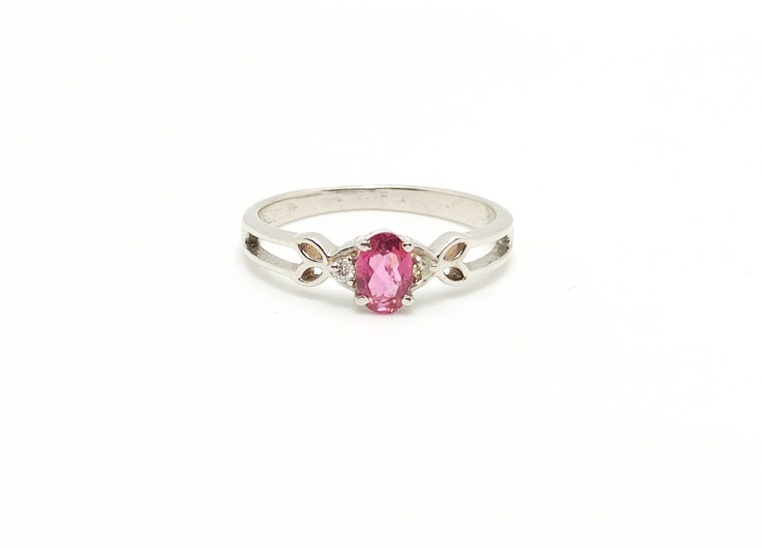 Anello con tormalina rosa, anello solitario con tormalina, anello da ...