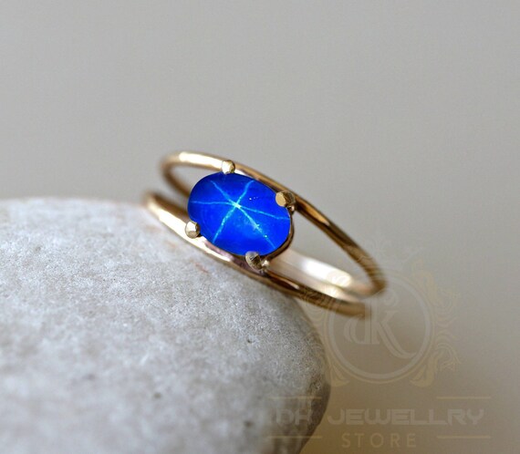 6 Rays Blue Lindy Star Sapphire Ring Blue Star Sapphire Star - Etsy