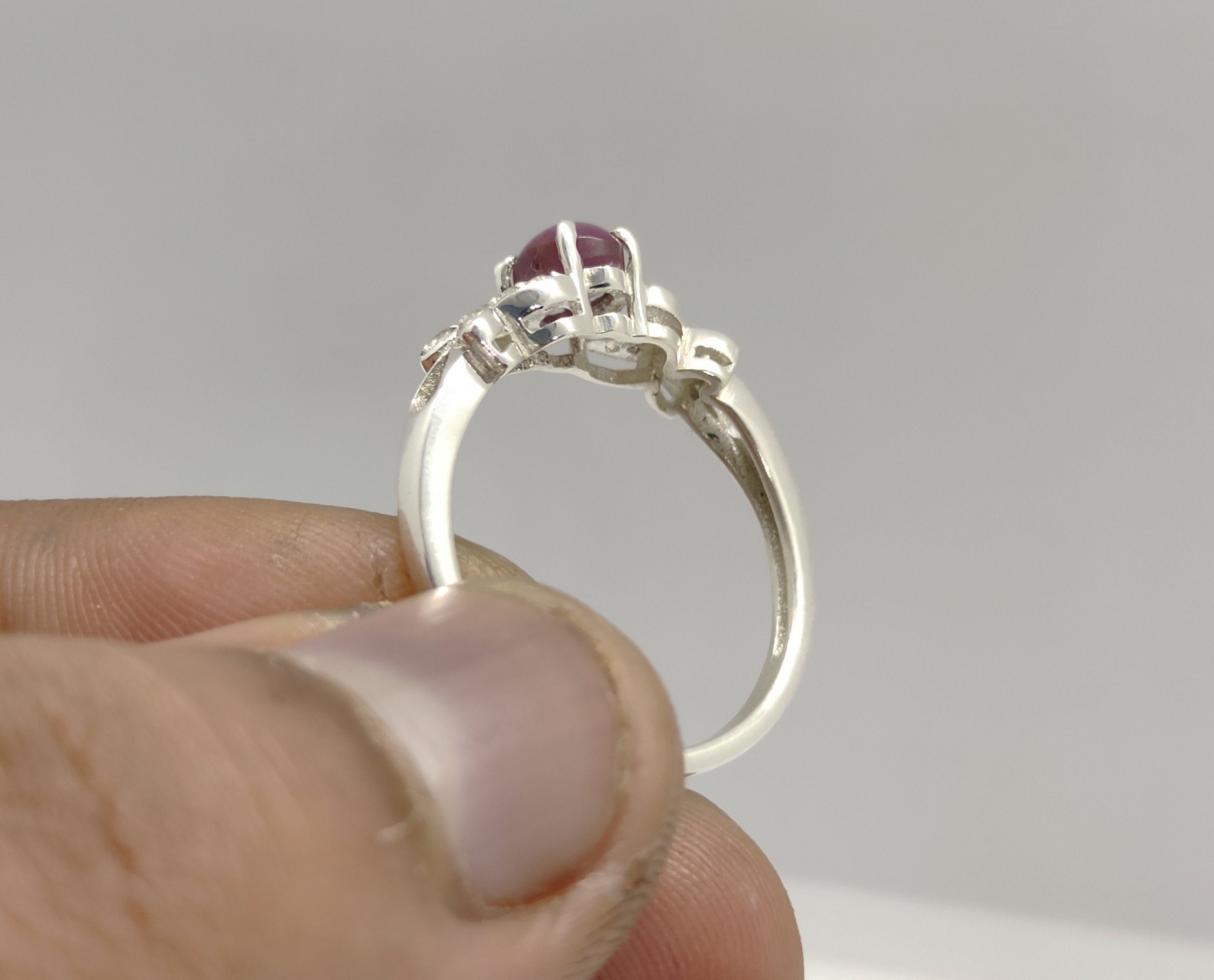 Star ruby ring white gold ruby ring antique ruby ring july | Etsy