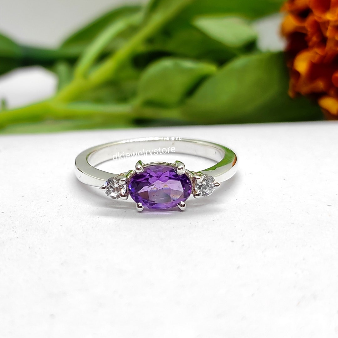 Natural Oval Amethyst Promise Ring, February Birthstone, Promise Ring ...