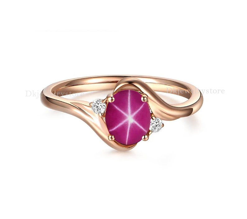 14k Rose Gold Pink Star Sapphire Ring Lindy Star Sapphire - Etsy