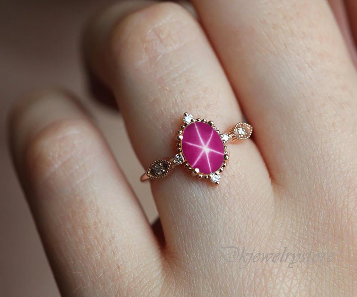Vintage Pink Star Sapphire Ring Lindy Star Ring 925 Sterling - Etsy