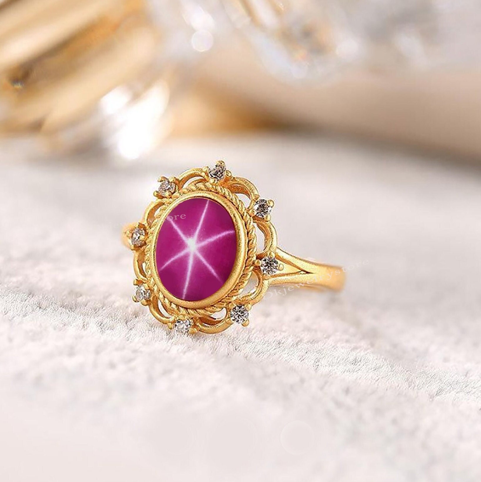 Star With Pink Stone Rings