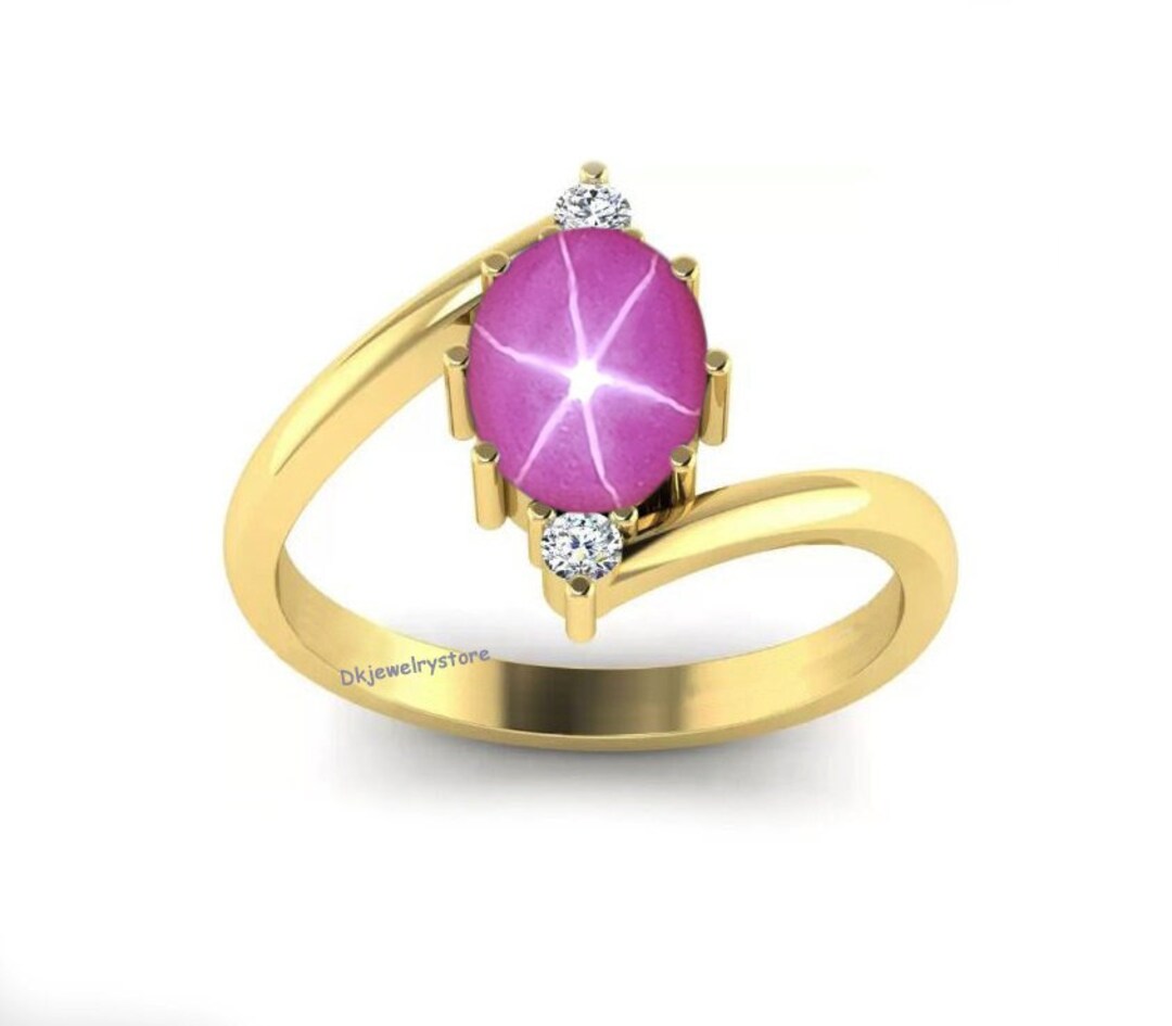 Pink Star Sapphire Ring, Simple Promise Ring, Star Gemstone, Lindy Star ...