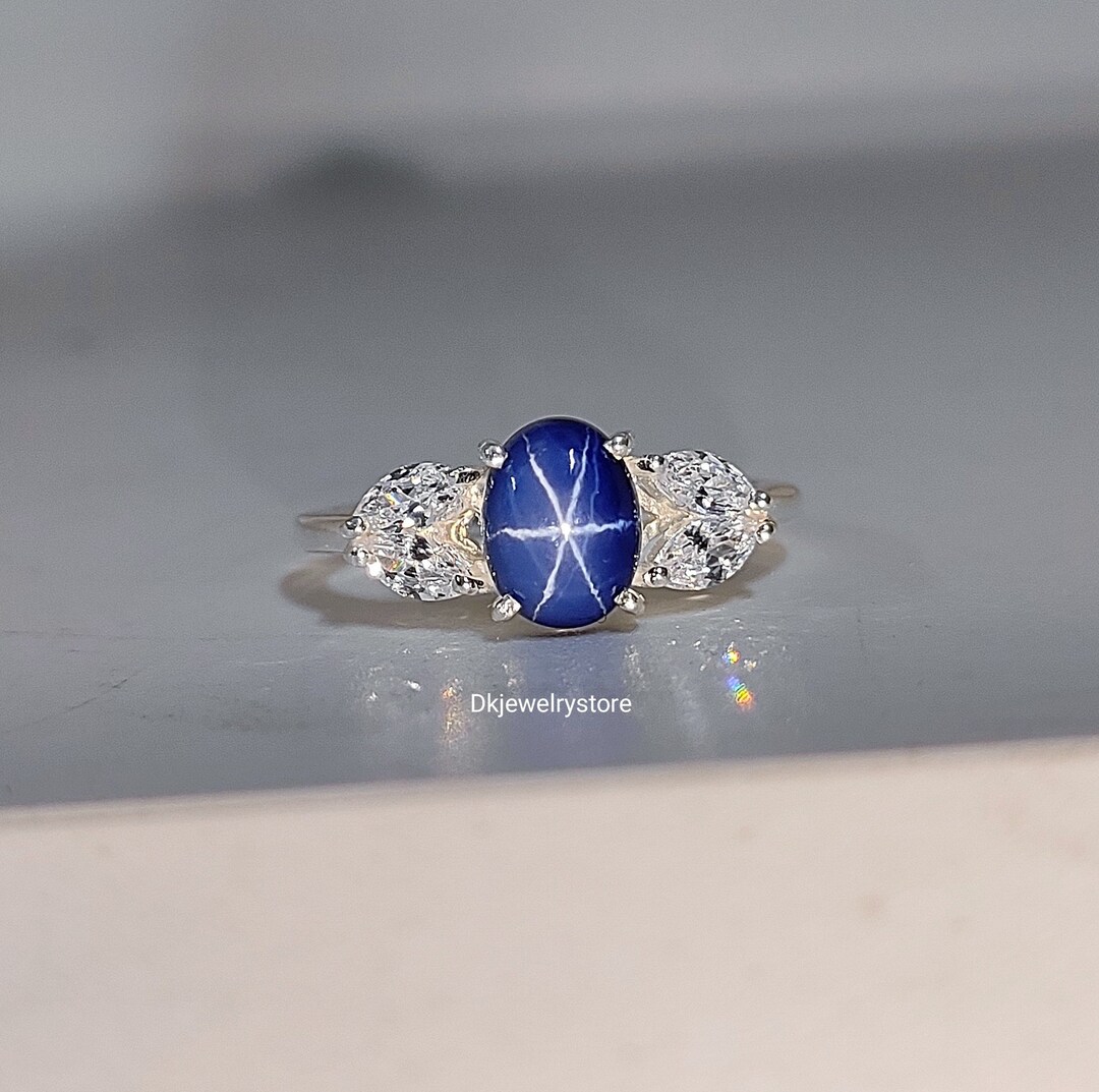 Blue Star Sapphire Ring, Star Gemstone Ring, Lindy Star Sapphire ...