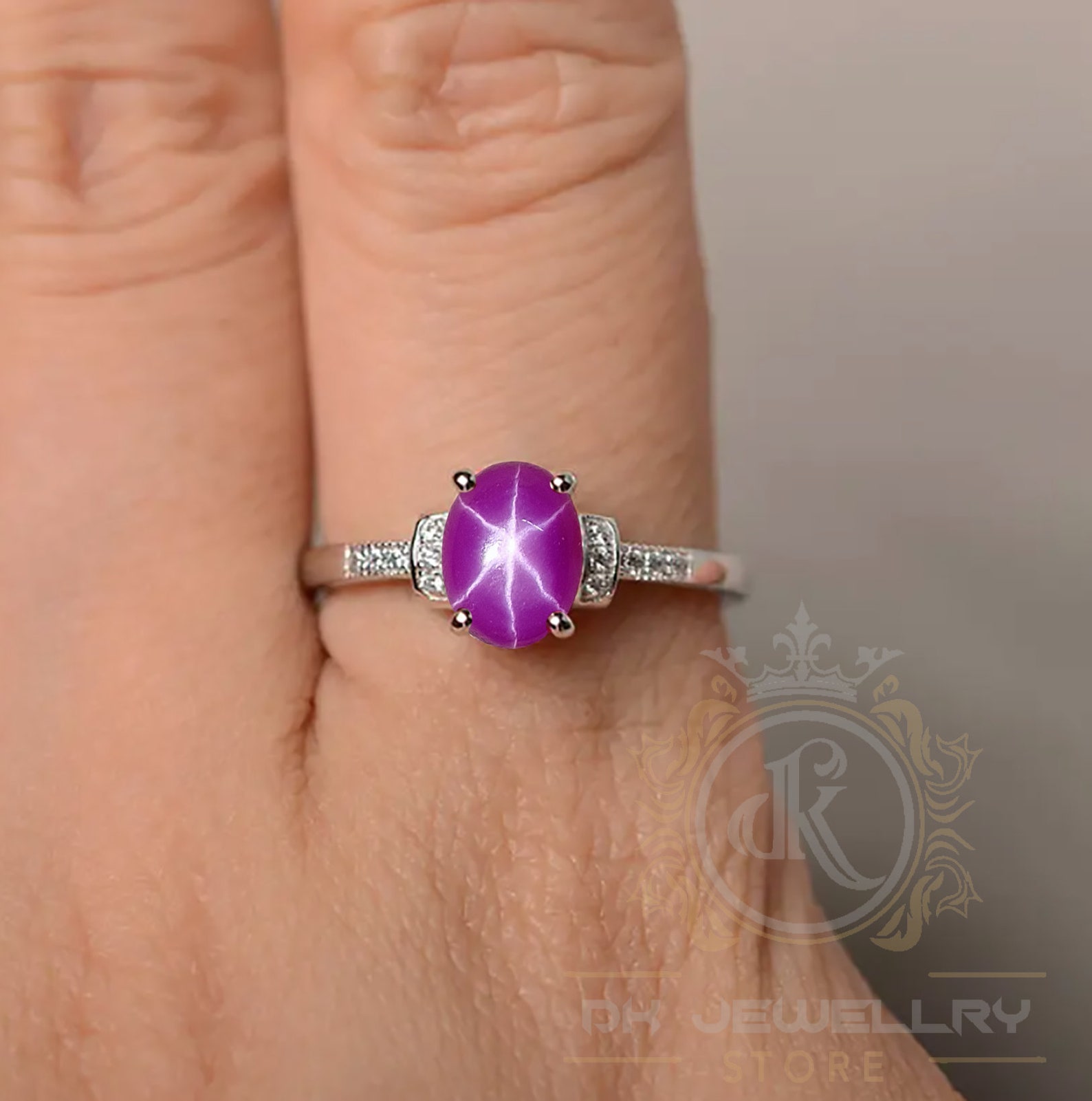 Vintage Pink Star Sapphire Ring Lindy Star Ring 925 Sterling - Etsy