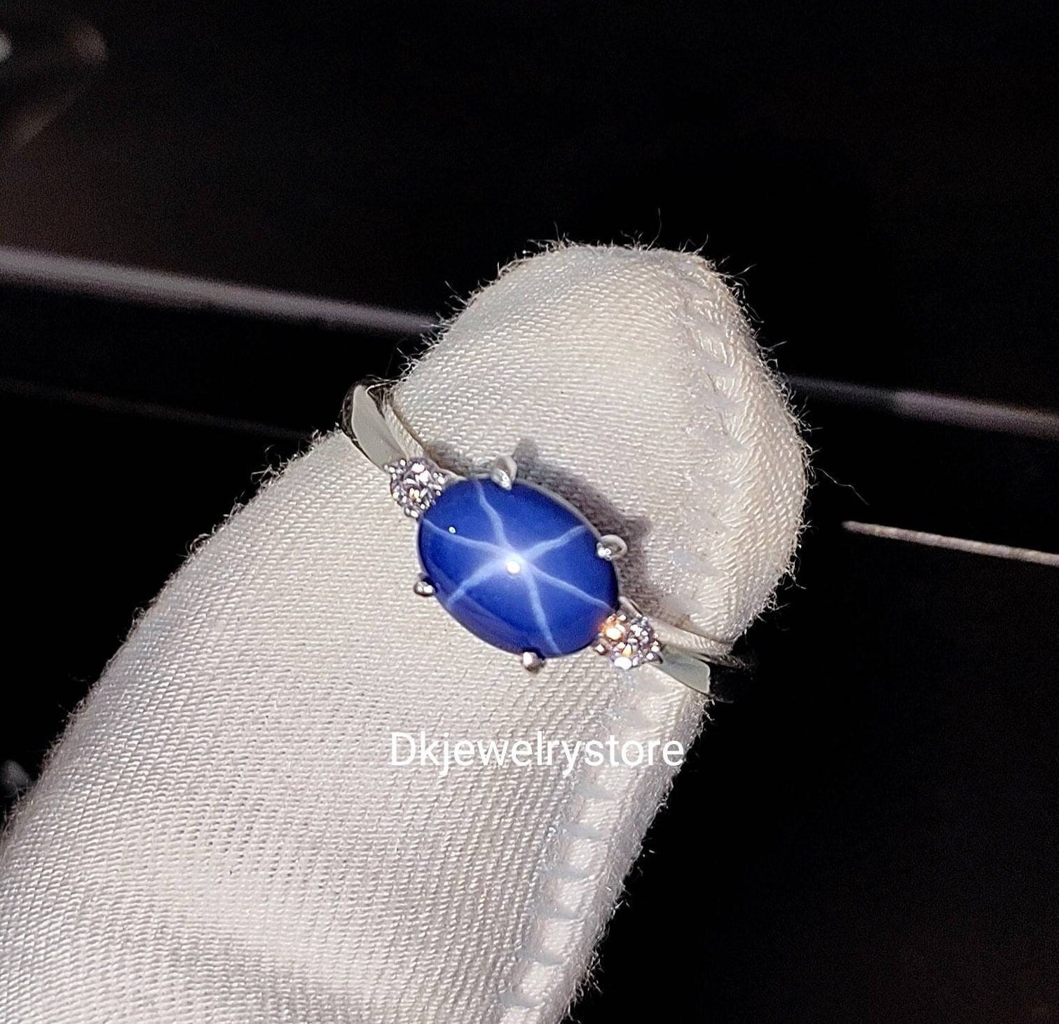 Blue Star Sapphire Ring Star Gemstone Linde Star Ring 925 - Etsy