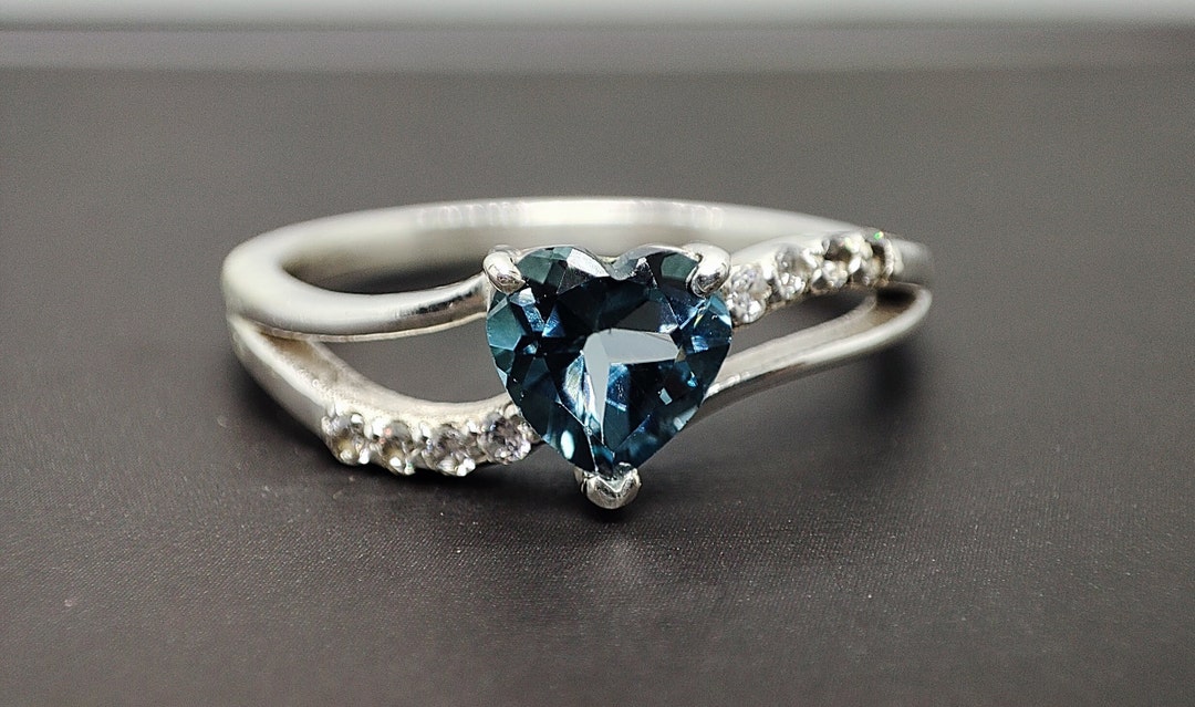 London Blue Topaz Heart Ring: Sterling Silver Promise Ring - Etsy