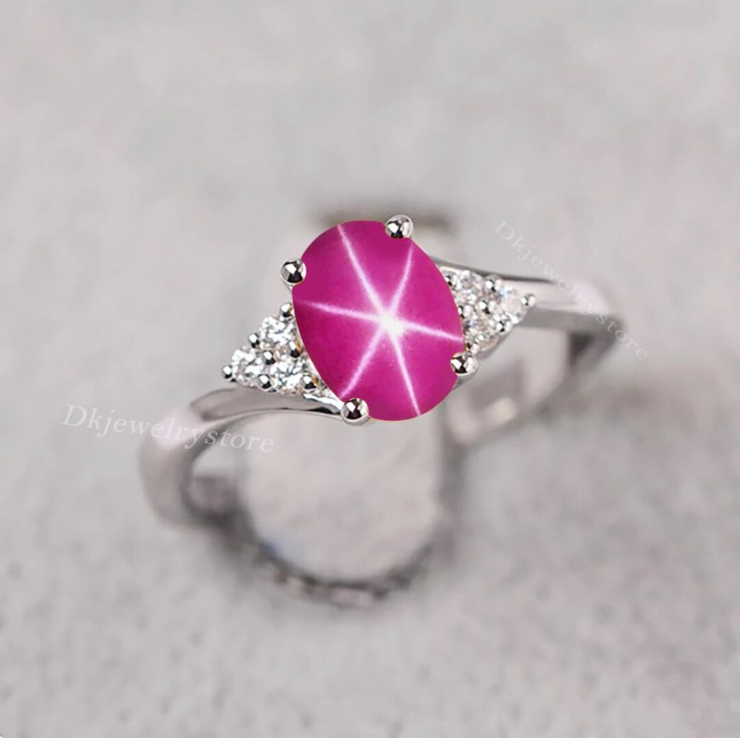 Pink Star Sapphire Ring, Star Gemstone, Lindy Star Ring, 925 Sterling ...