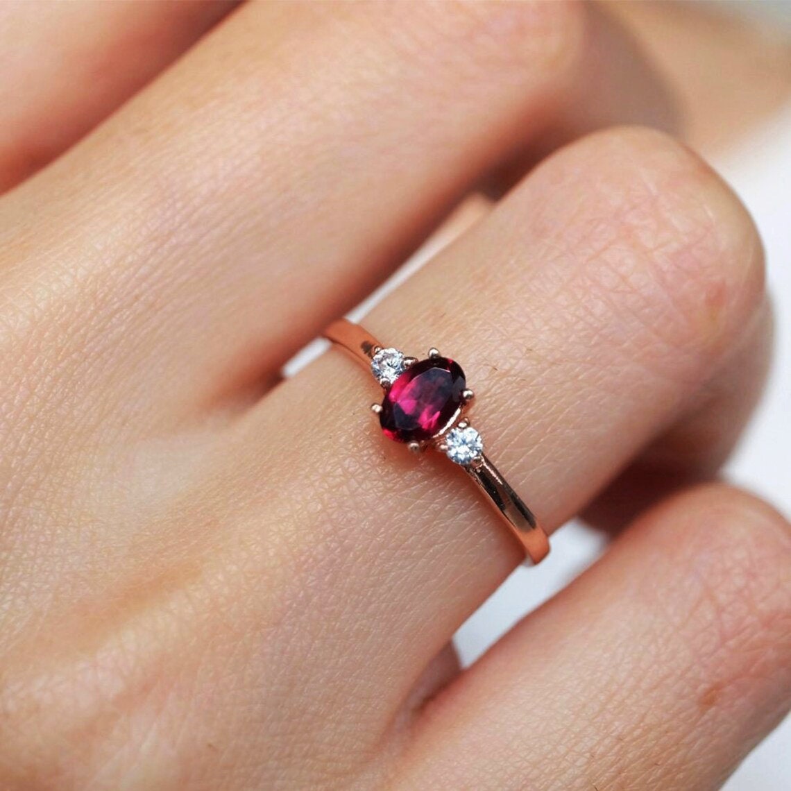 Rhodolite Garnet Ring Rhodolite Ring Rose Gold Garnet Ring | Etsy