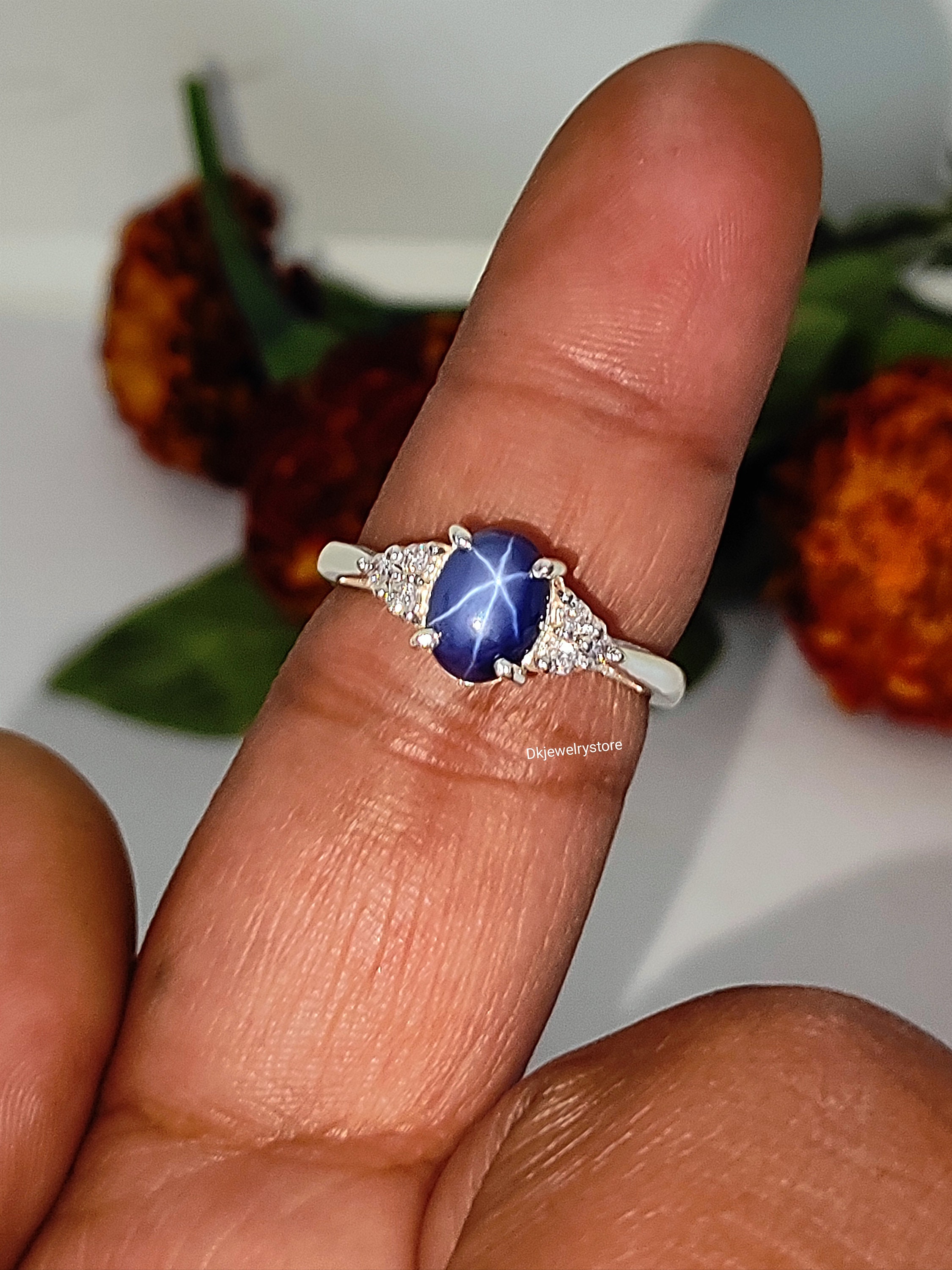 Star Sapphire Ring Star Engagement Ring Lindy Star Ring - Etsy