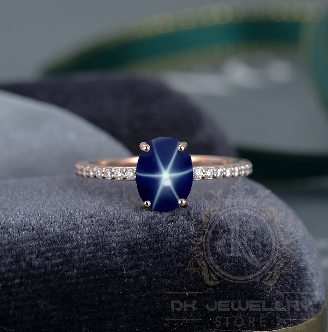 Star Sapphire Solitaire Ring, Blue Star Sapphire, Star Gemstone, Lindy ...