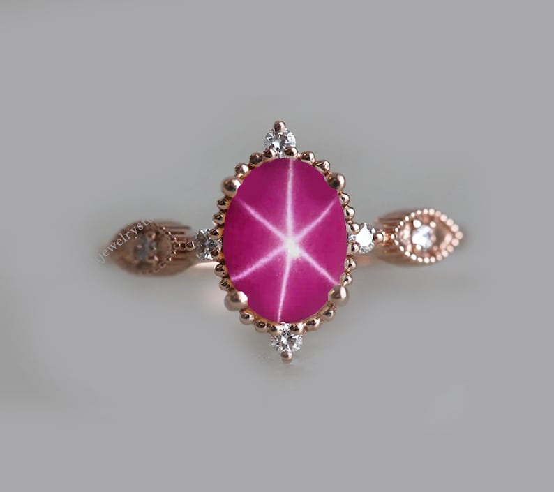 Vintage Pink Star Sapphire Ring Lindy Star Ring 925 Sterling - Etsy