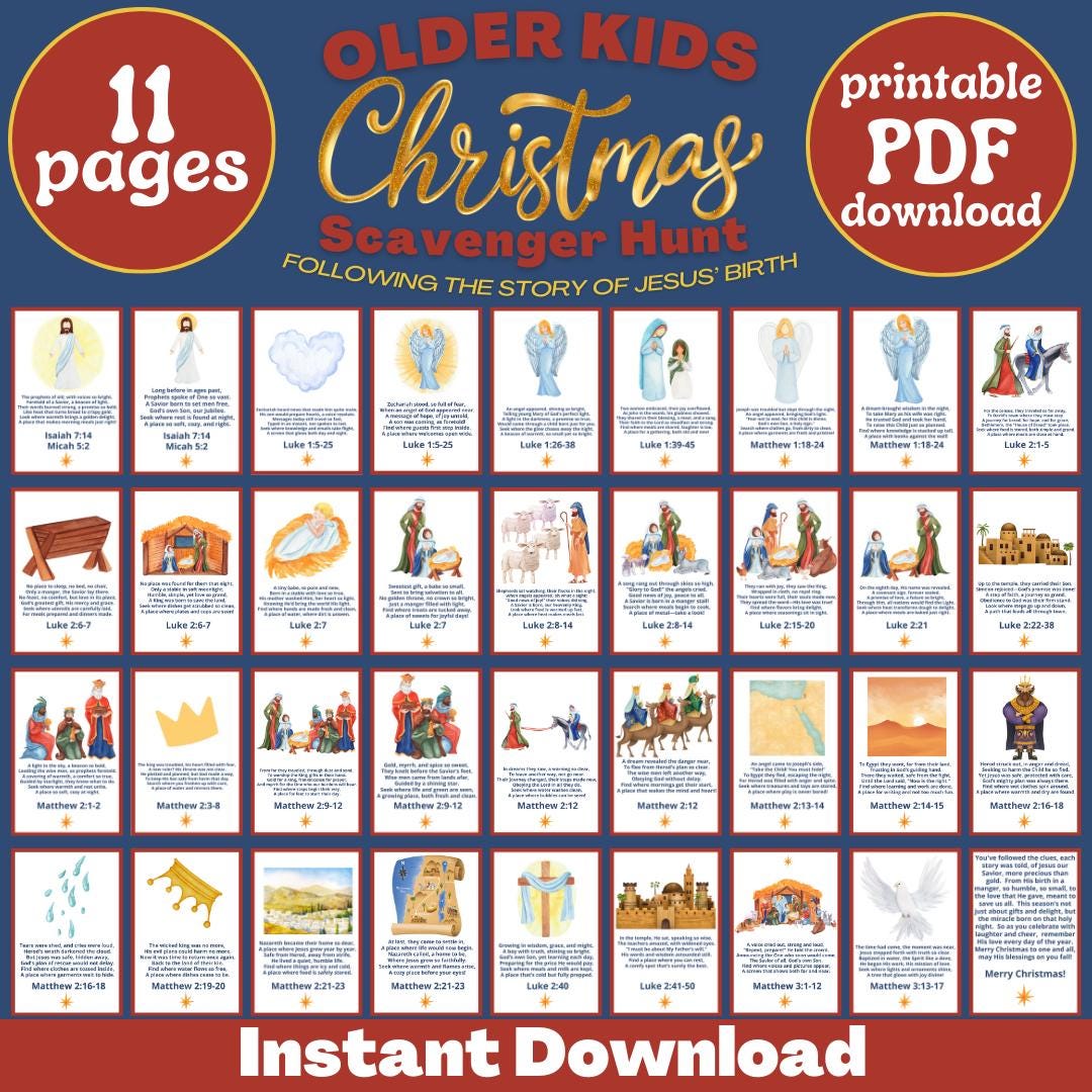 Religious Christmas Scavenger Hunt: Nativity Story Riddles (PDF ...