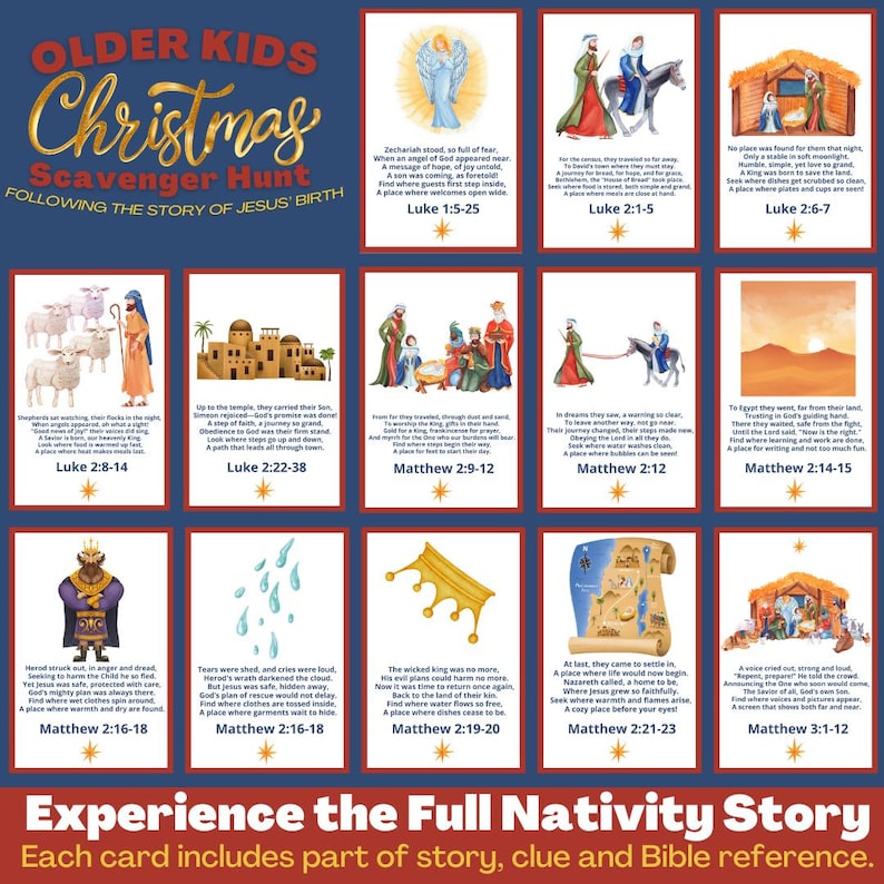 Religious Christmas Scavenger Hunt: Nativity Story Riddles (PDF ...