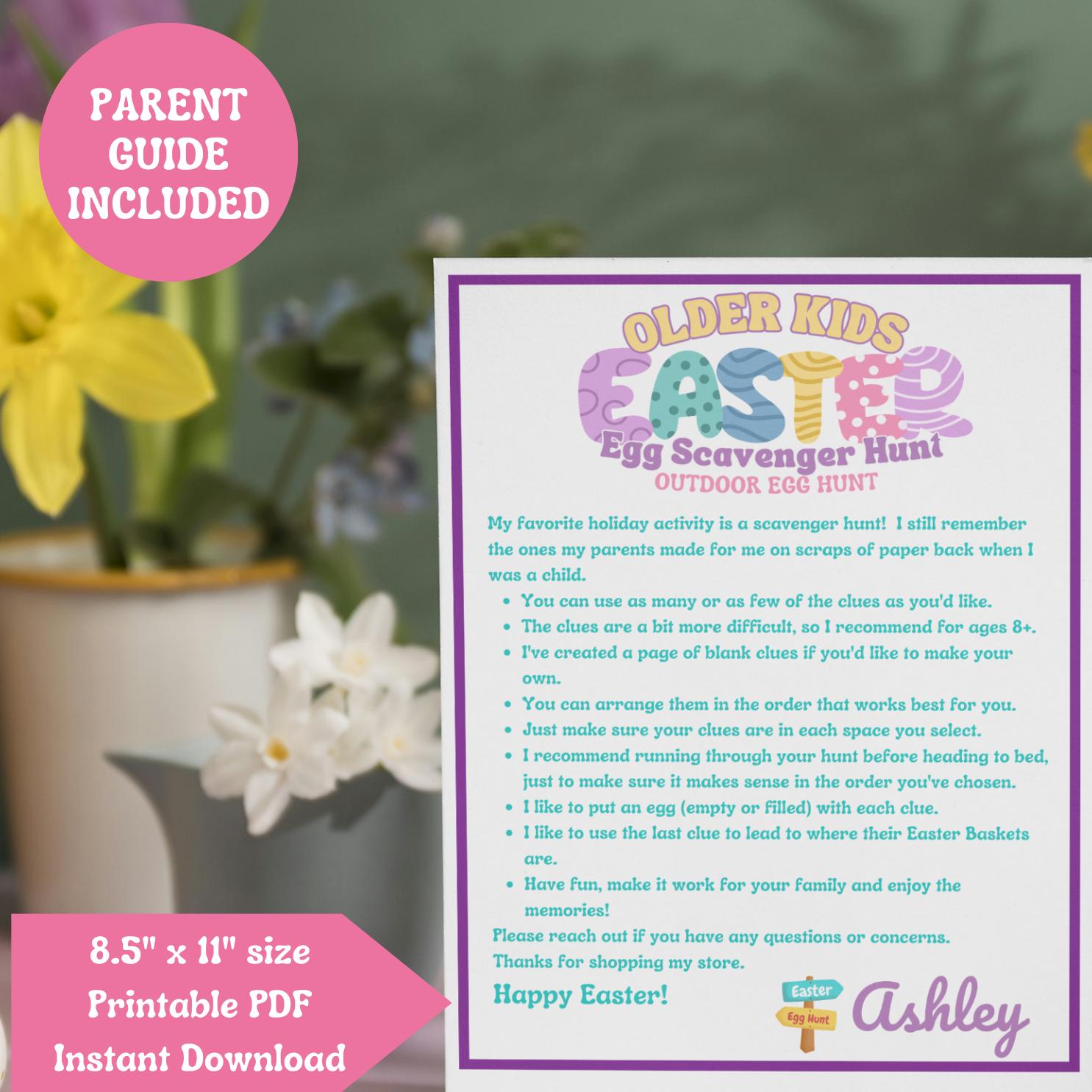 Outdoor Older Kids Easter Bunny Egg Scavenger Hunt - Treasure Hunt ...