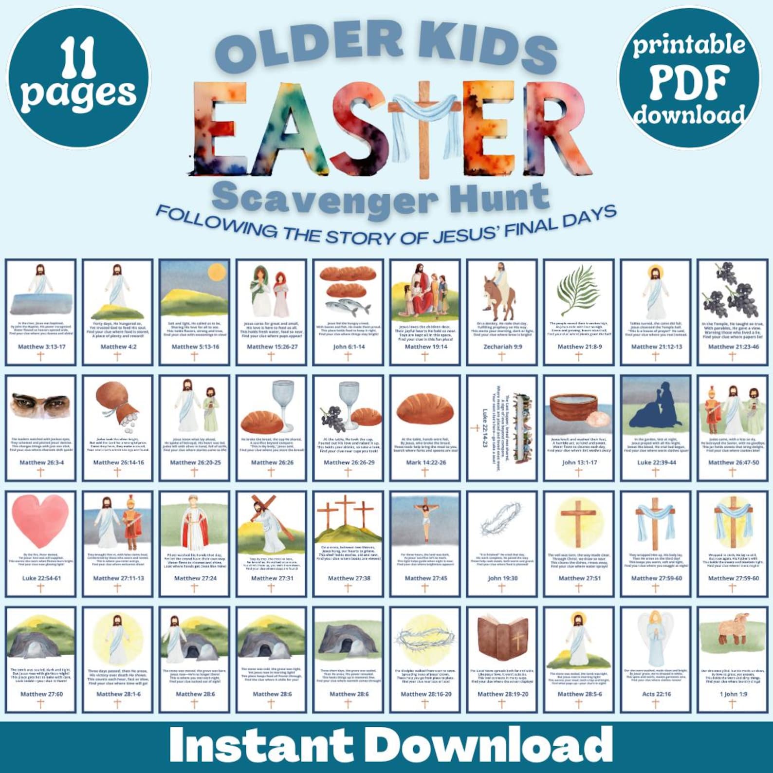 Older Kids Religious Easter Egg Scavenger Hunt - Treasure Hunt - for ...