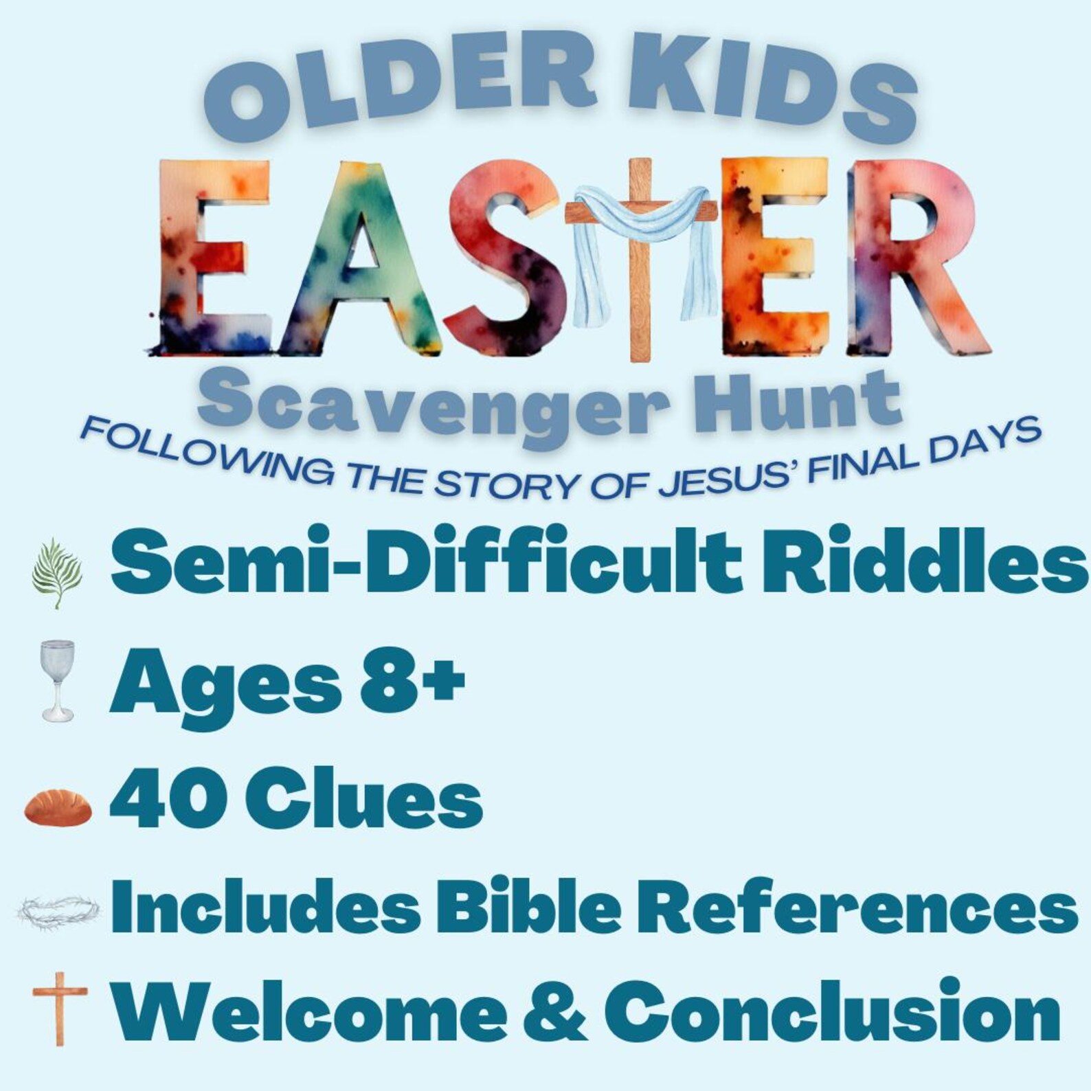 Older Kids Religious Easter Egg Scavenger Hunt - Treasure Hunt - for ...