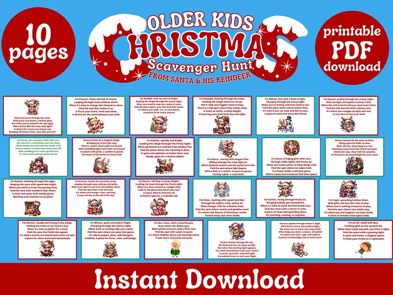 Reindeer Christmas Scavenger Hunt: Riddles & Clues (PDF Download) - Etsy
