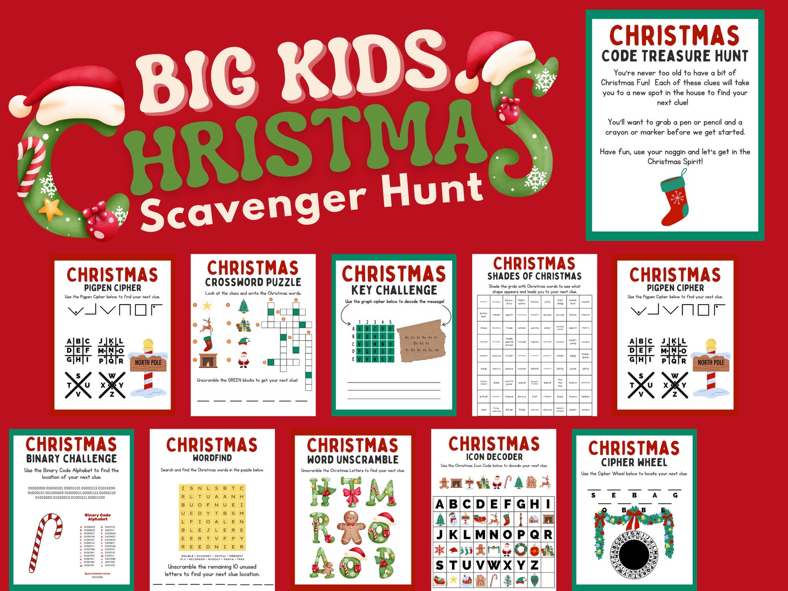 Older Kids Christmas Scavenger Hunt - Treasure Hunt - for Big Kids ...