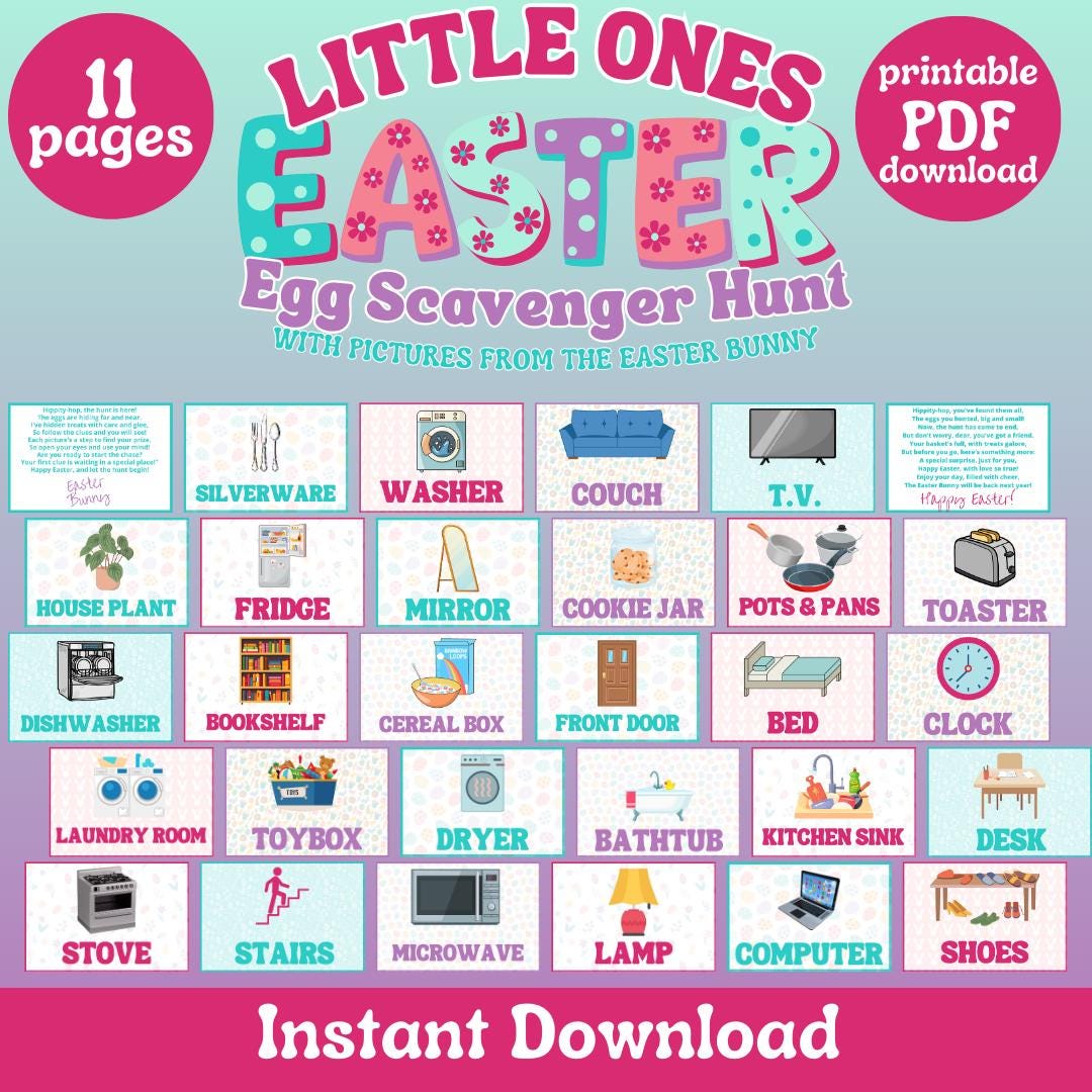 Young Kids Picture Easter Egg Scavenger Hunt - Treasure Hunt for Little ...