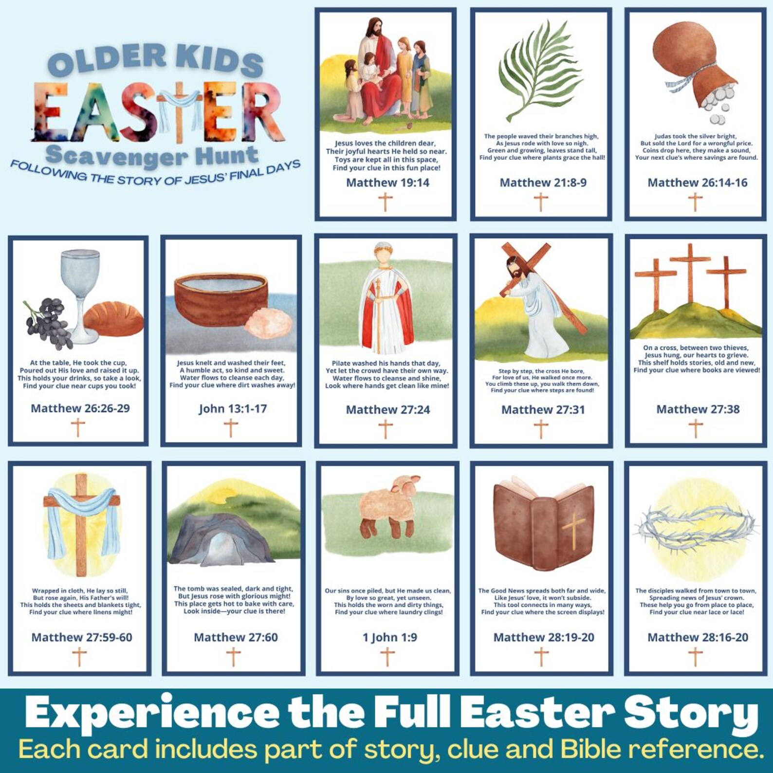 Older Kids Religious Easter Egg Scavenger Hunt - Treasure Hunt - for ...