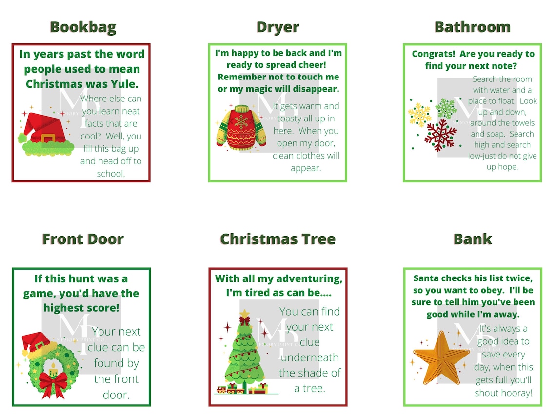 Christmas Elf Scavenger Hunt: Holiday Activity Game (PDF Download) - Etsy