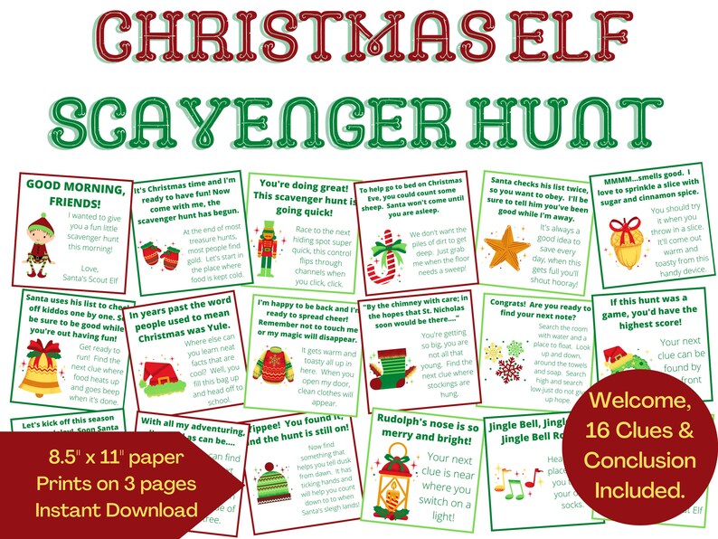 Christmas Elf Scavenger Hunt Treasure Hunt Christmas - Etsy