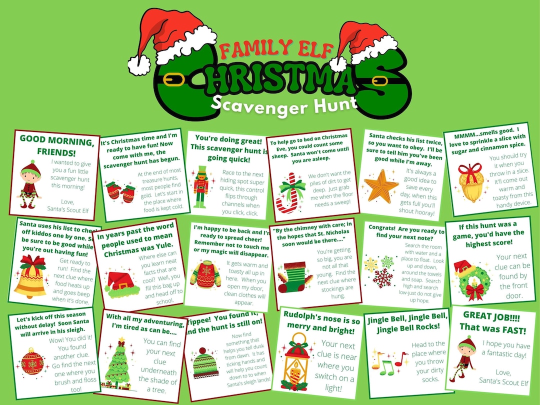 Christmas Elf Scavenger Hunt: Holiday Activity Game (PDF Download) - Etsy