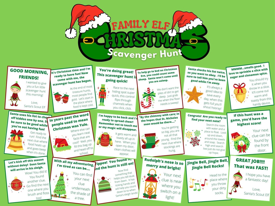 Christmas Elf Scavenger Hunt: Holiday Activity Game (PDF Download) - Etsy