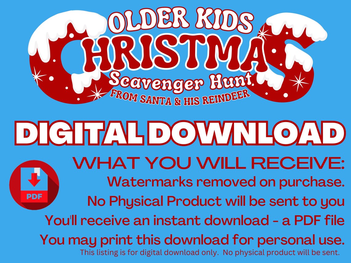 Reindeer Christmas Scavenger Hunt: Riddles & Clues (PDF Download) - Etsy