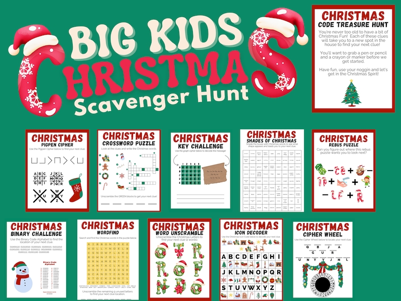 Older Kids Christmas Scavenger Hunt - Treasure Hunt - for Big Kids ...