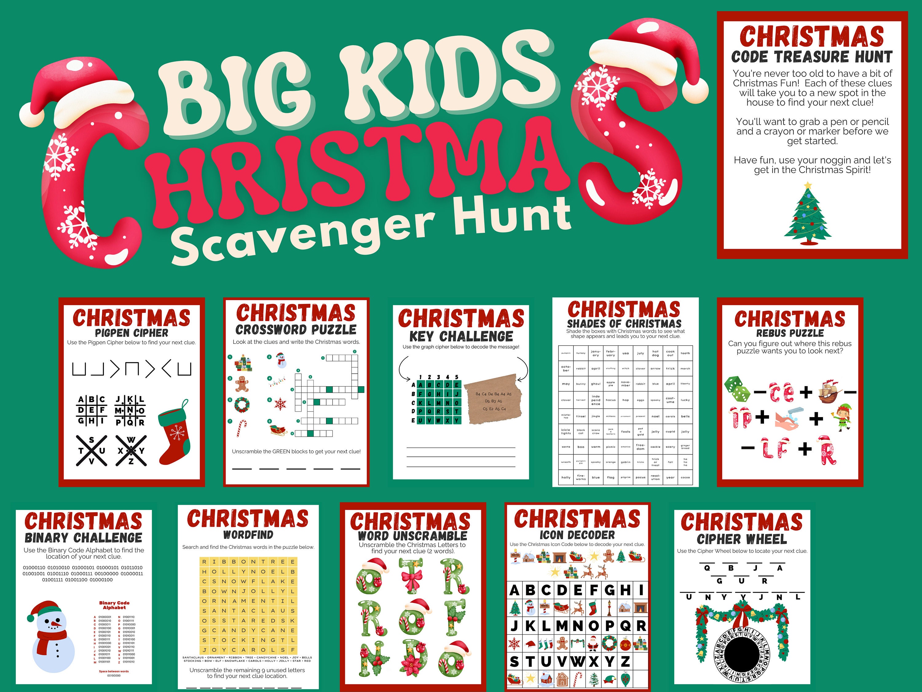 Older Kids Christmas Scavenger Hunt - Treasure Hunt - for Big Kids ...