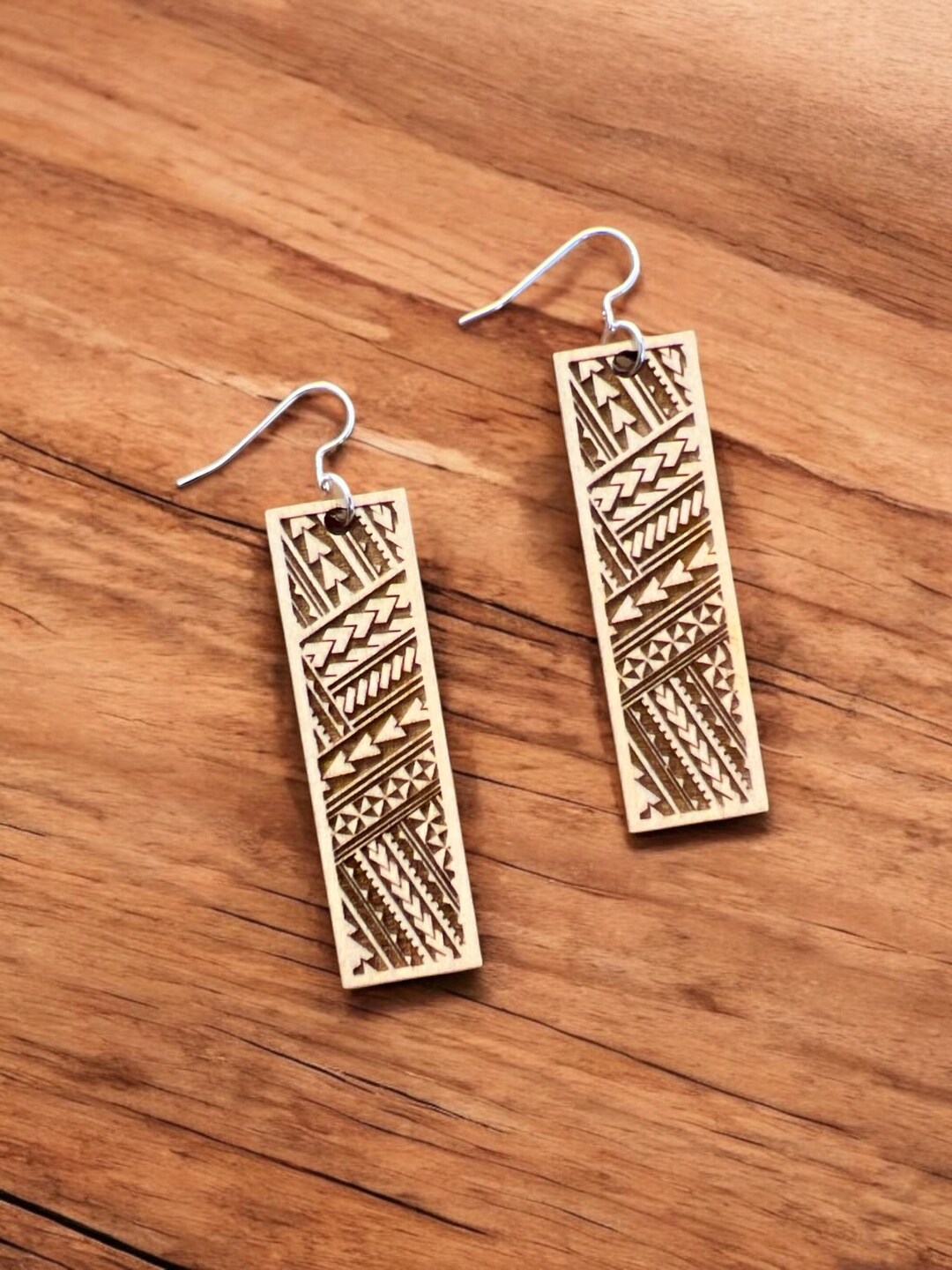 Natural Wood Kava Bar Earring | Polynesian Earrings | Samoan Earrings ...