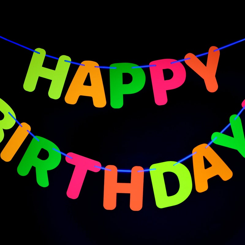 Neon Birthday Banner - Etsy
