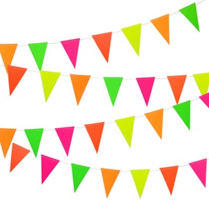 78ft Neon Paper Pennant Banner Hanging Decorations for Birthday Party ...